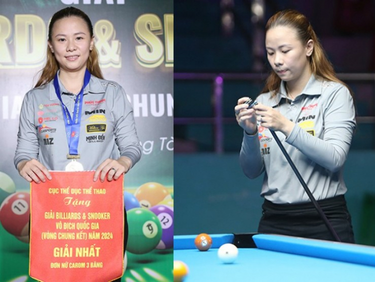Nữ hoàng bi-a carom Yến Nhi chạy sô, vừa vô địch 3 băng lại qua đấu pool